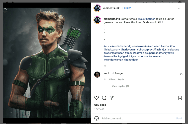 Elvis Star Austin Butler Imagined as Green Arrow